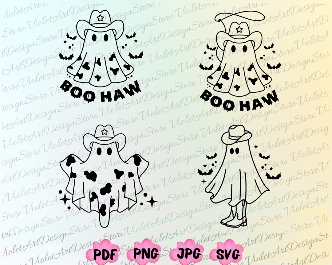 Boo Haw Svg Png , Cowboy Ghost Svg, Cute Halloween SVG, Boo SVG ...