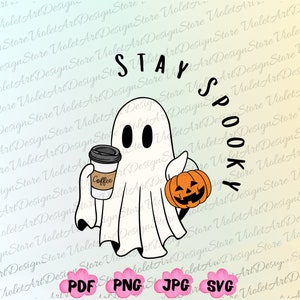 Cute Ghost Drinking Coffee Png, Ghost Ice Coffee, Spooky Svg, Funny ...