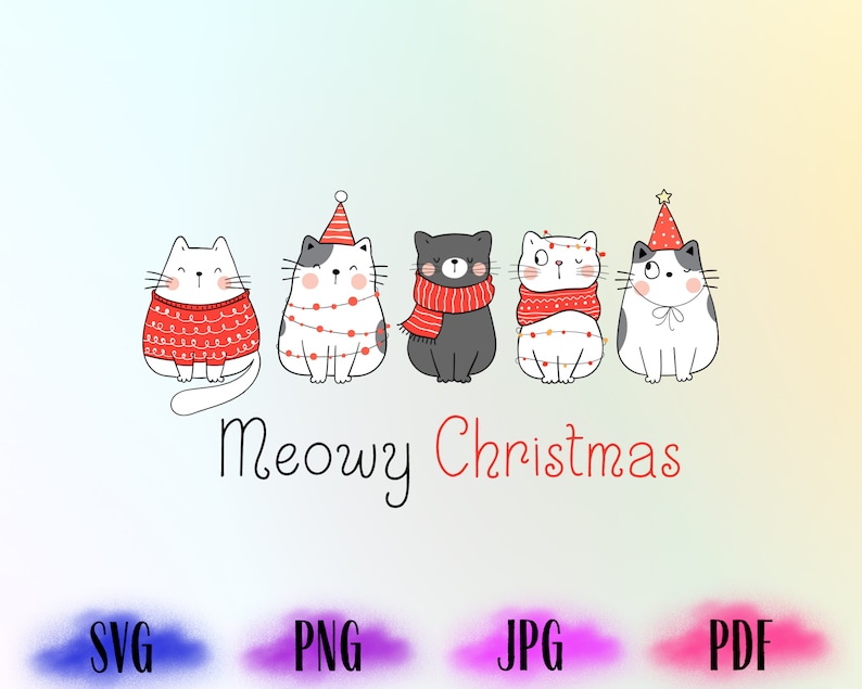 Meowy Christmas Png Christmas Cat Svg Merry Christmas Png - Etsy