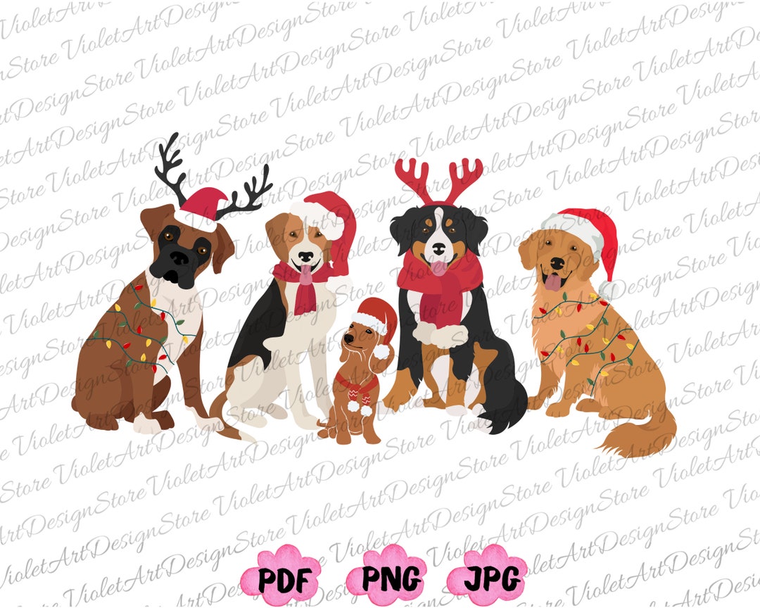Сute Christmas Dog PNG, Christmas Dog Png, Dog Christmas Design, Dog ...