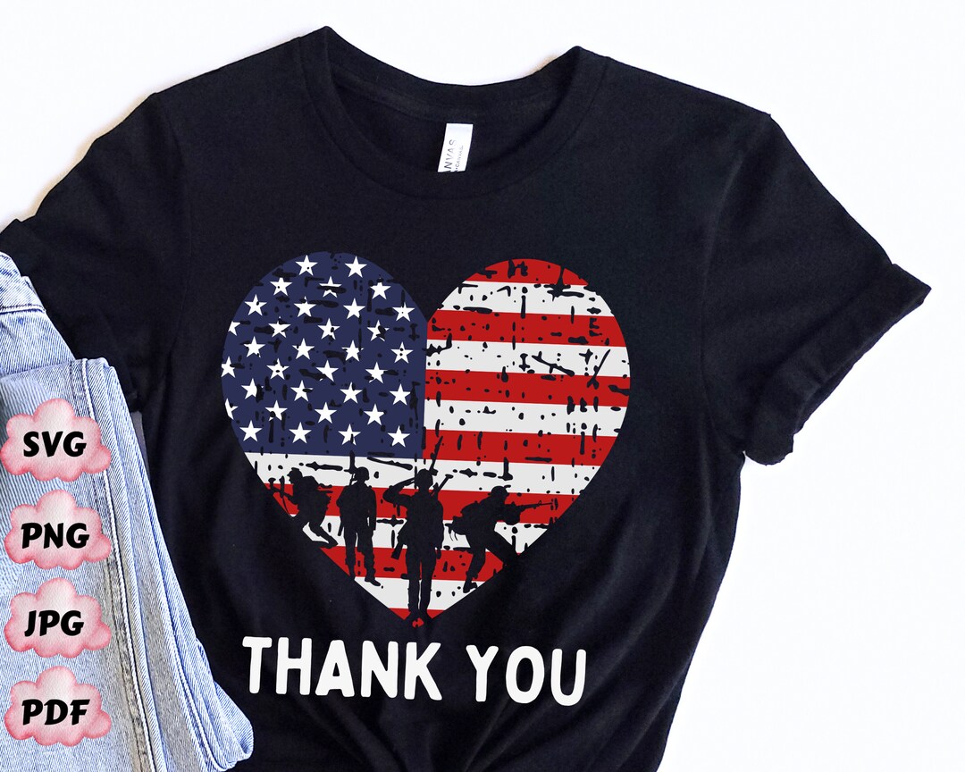 American Flag Heart Svg Png, Memorial Day Svg, Thank You Veterans Png ...