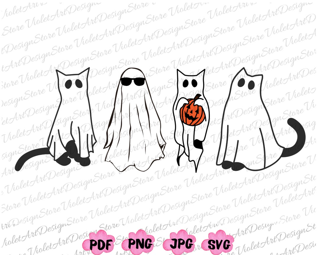 Сute Ghost Cat PNG, Ghost Cat Svg, Cat Lovers Gift, Halloween Cat Svg ...