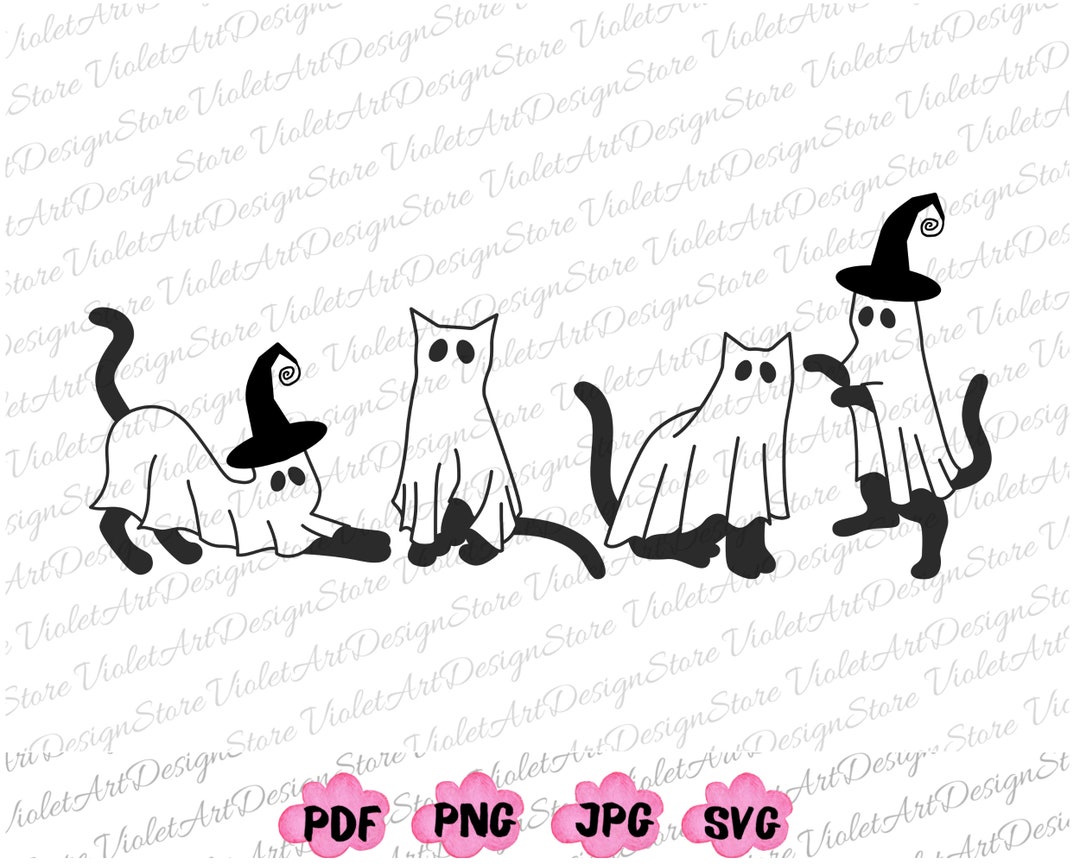 Сute Ghost Cat PNG, Ghost Cat Svg, Cat Lovers, Halloween Cat Svg, Cat ...
