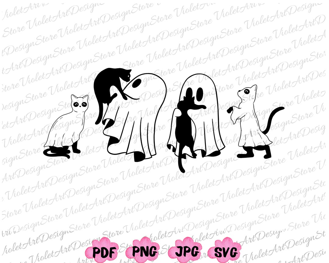Сute Ghost Cat PNG, Ghost Cat Svg, Cat Lovers Gift, Halloween Cat Svg ...