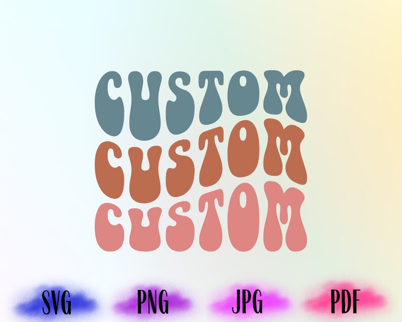 Custom Wavy Letters Svg Custom Text Design Png Colorful - Etsy