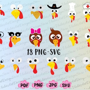 Turkey Face SVG, Turkey Face Bundle SVG, Turkey Face Silhouette, Turkey ...