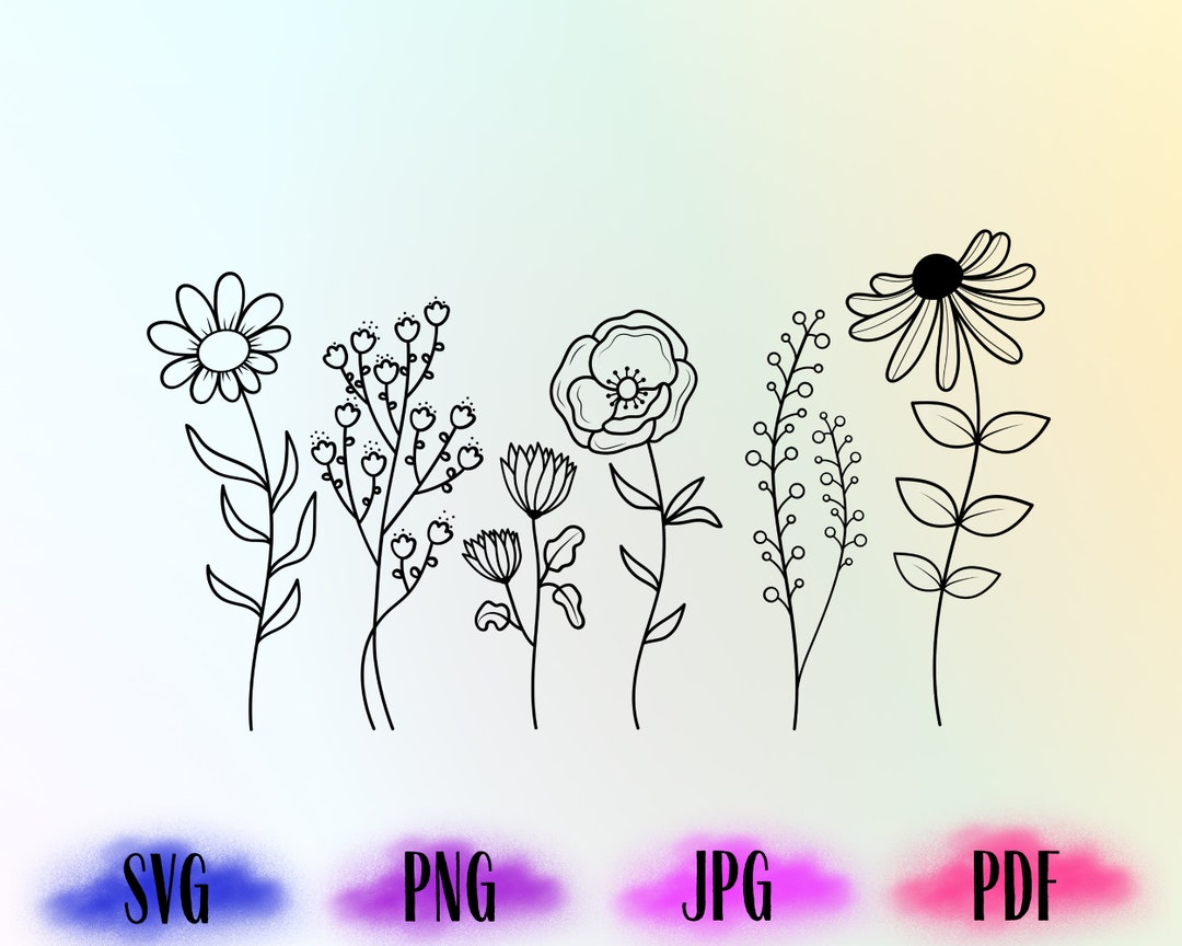 Wildflower SVG File Instant Download, Cut File for Cricut, Wildflower ...