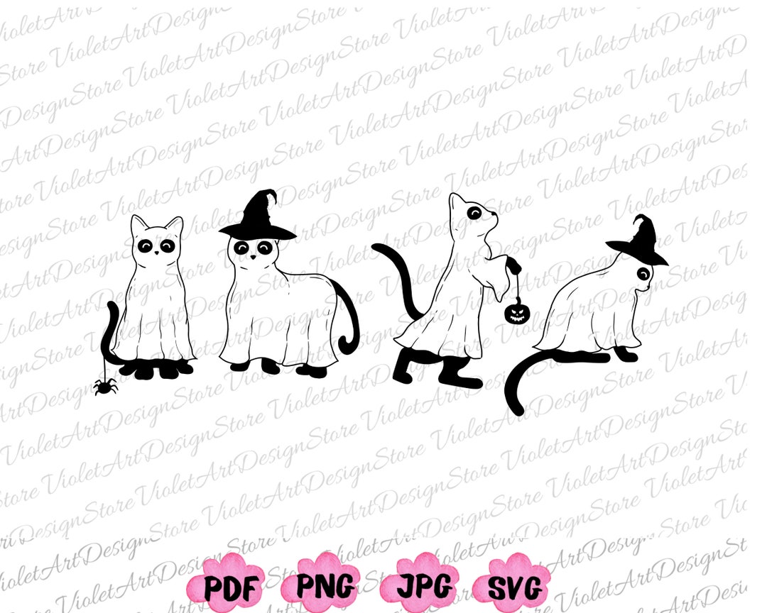 Сute Ghost Cat PNG, Ghost Cat Svg, Cat Lovers Gift, Halloween Cat Svg ...
