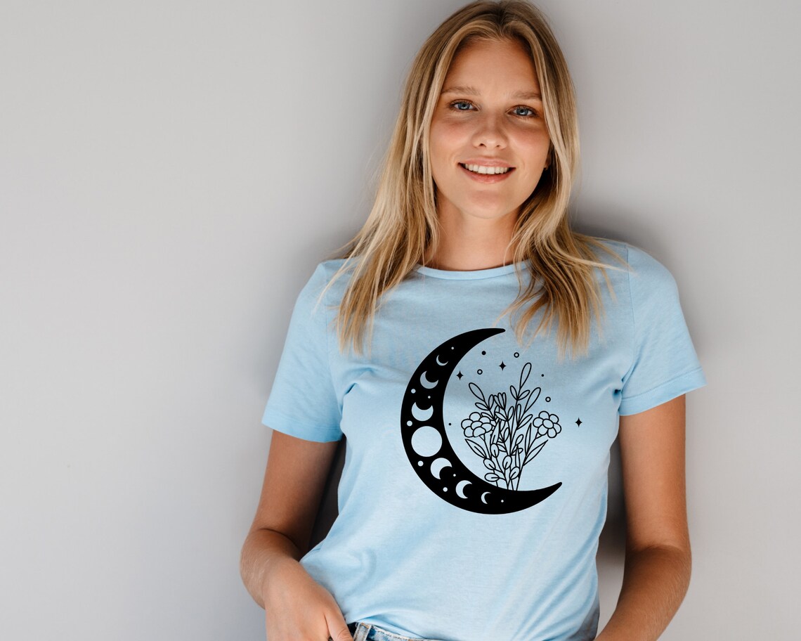 Floral Moon SVG Moon With Flowers Svg Magic Moon SVG - Etsy