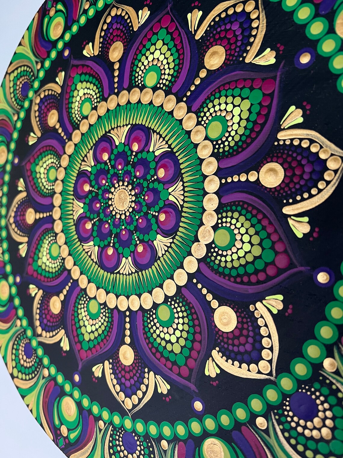 15" Hand-painted Wooden Mandala Wall Art – Unique Dot Art Decoration - Etsy