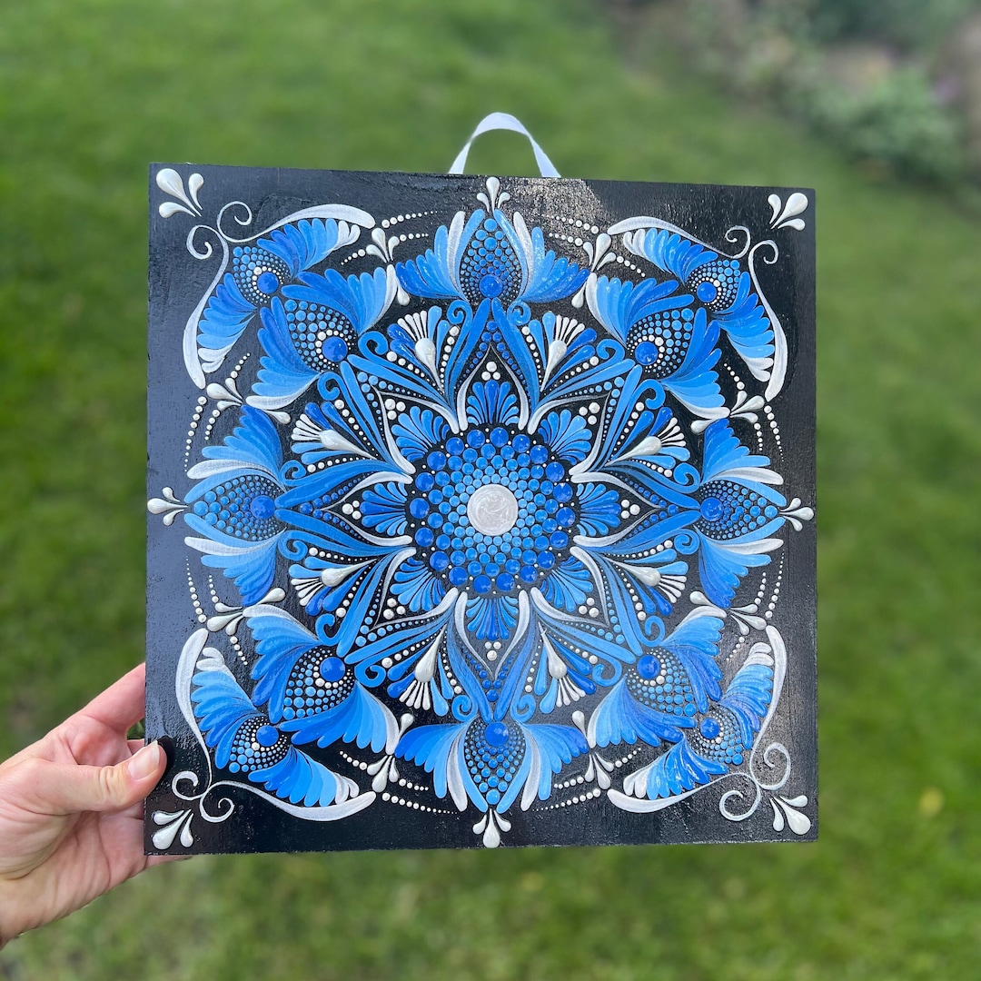 12” Hand-painted Wooden Mandala Wall Art – Unique Boho Decor for Your ...