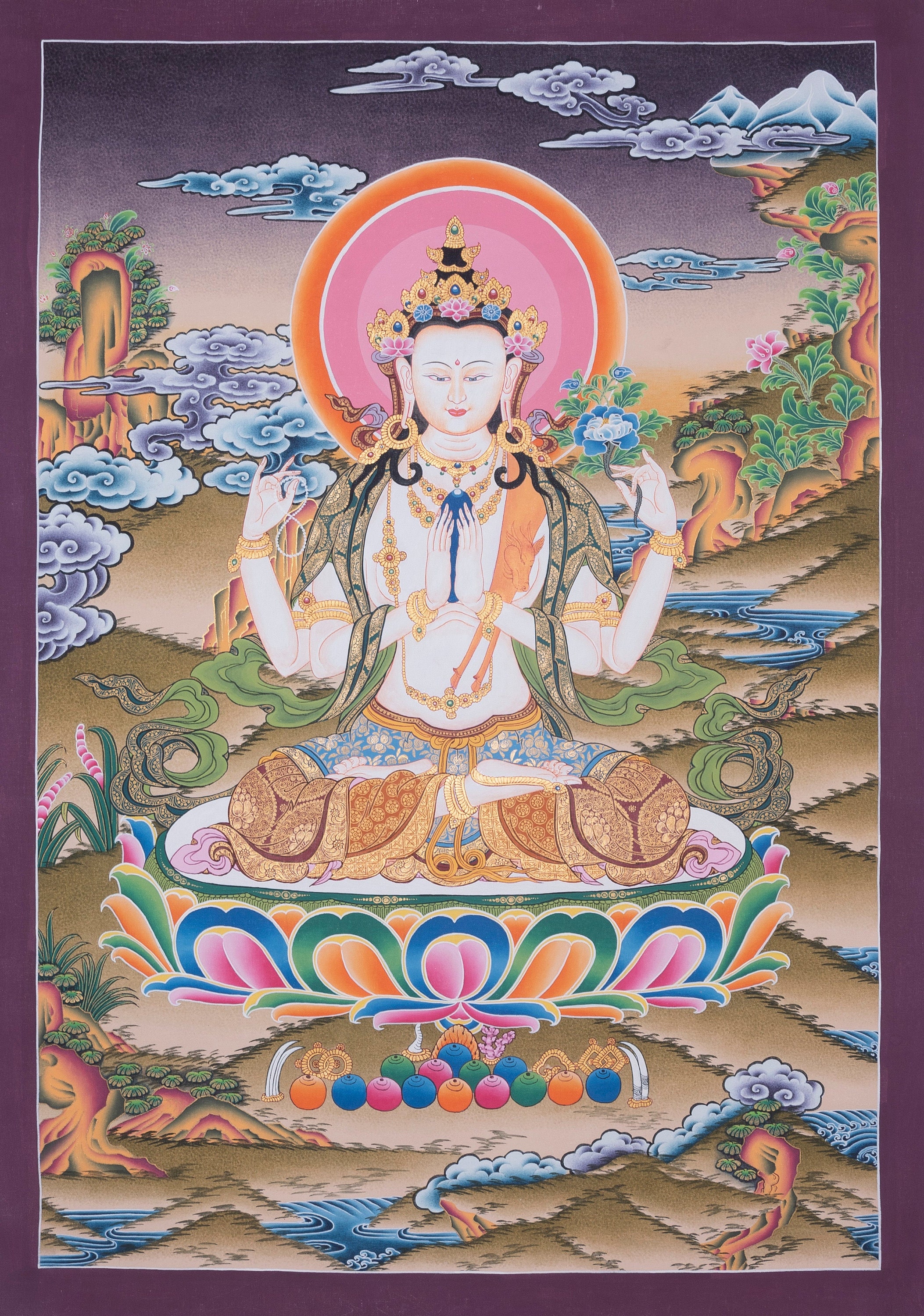 Large Size Chengresi Tibetan Thangka Painting - Etsy