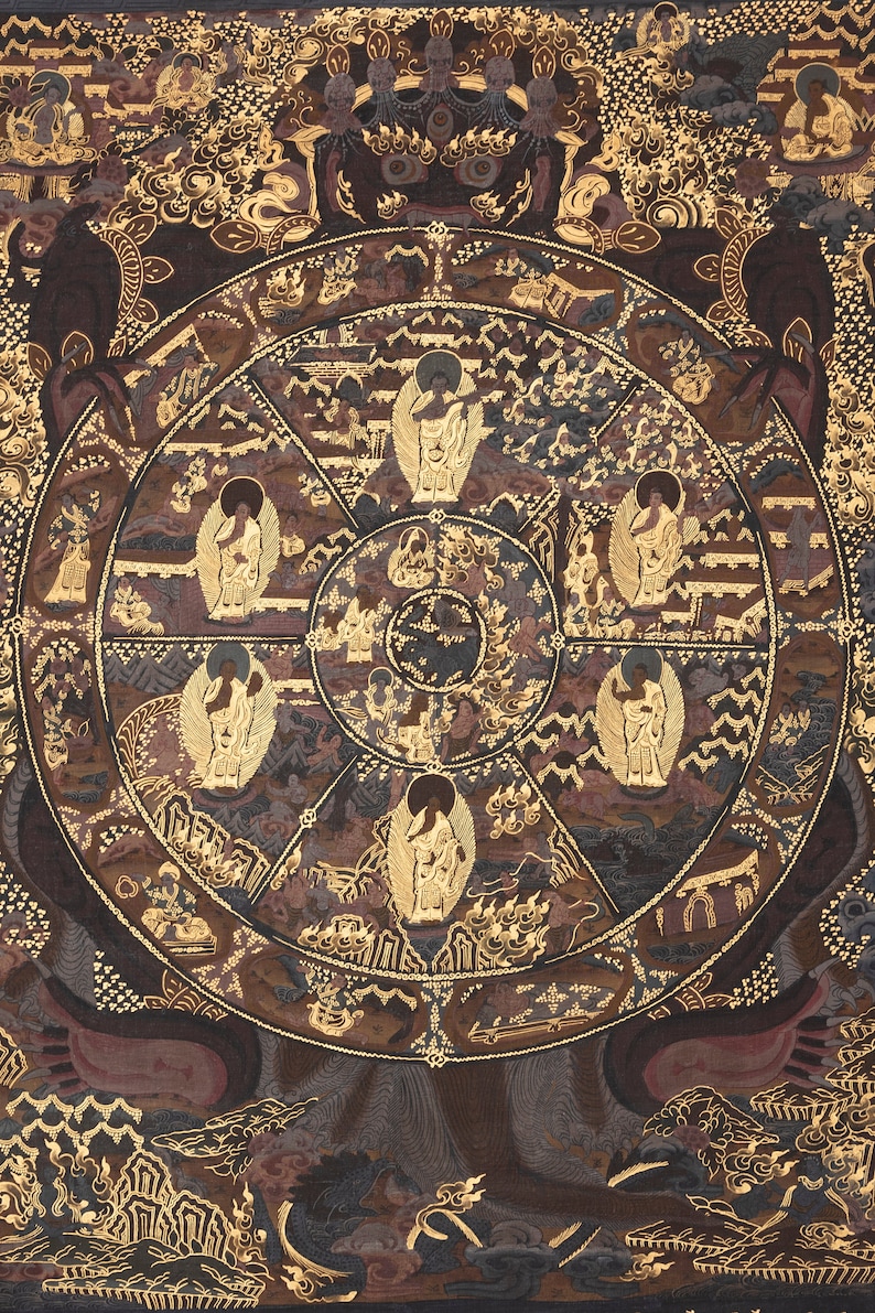 Wheel of Life Thangka Painting | Samara of Life Tibetan Art - Etsy