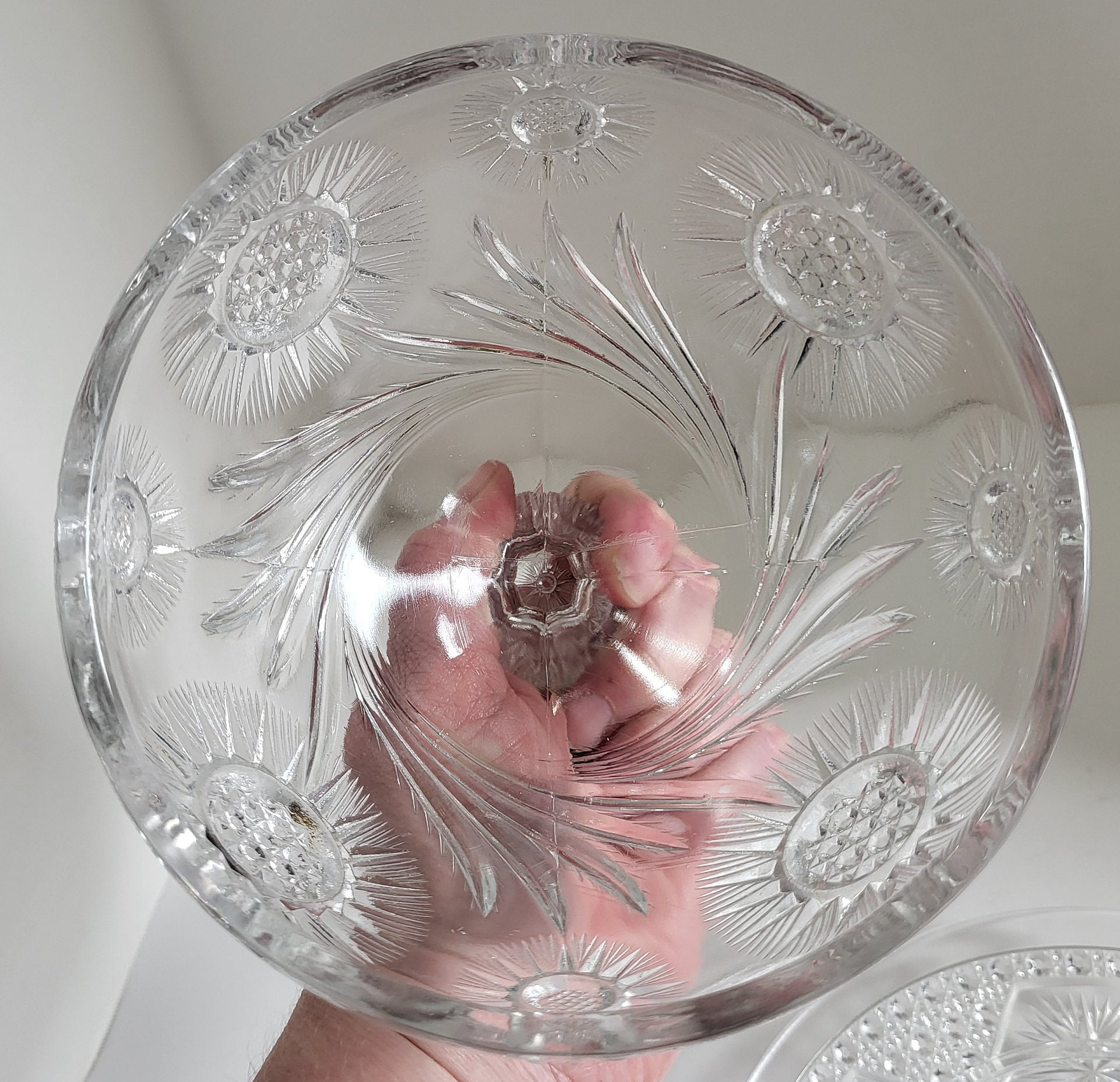Vintage EAPG Press Cut Glass Sunburst Butter Cheese Domed Dish - Etsy