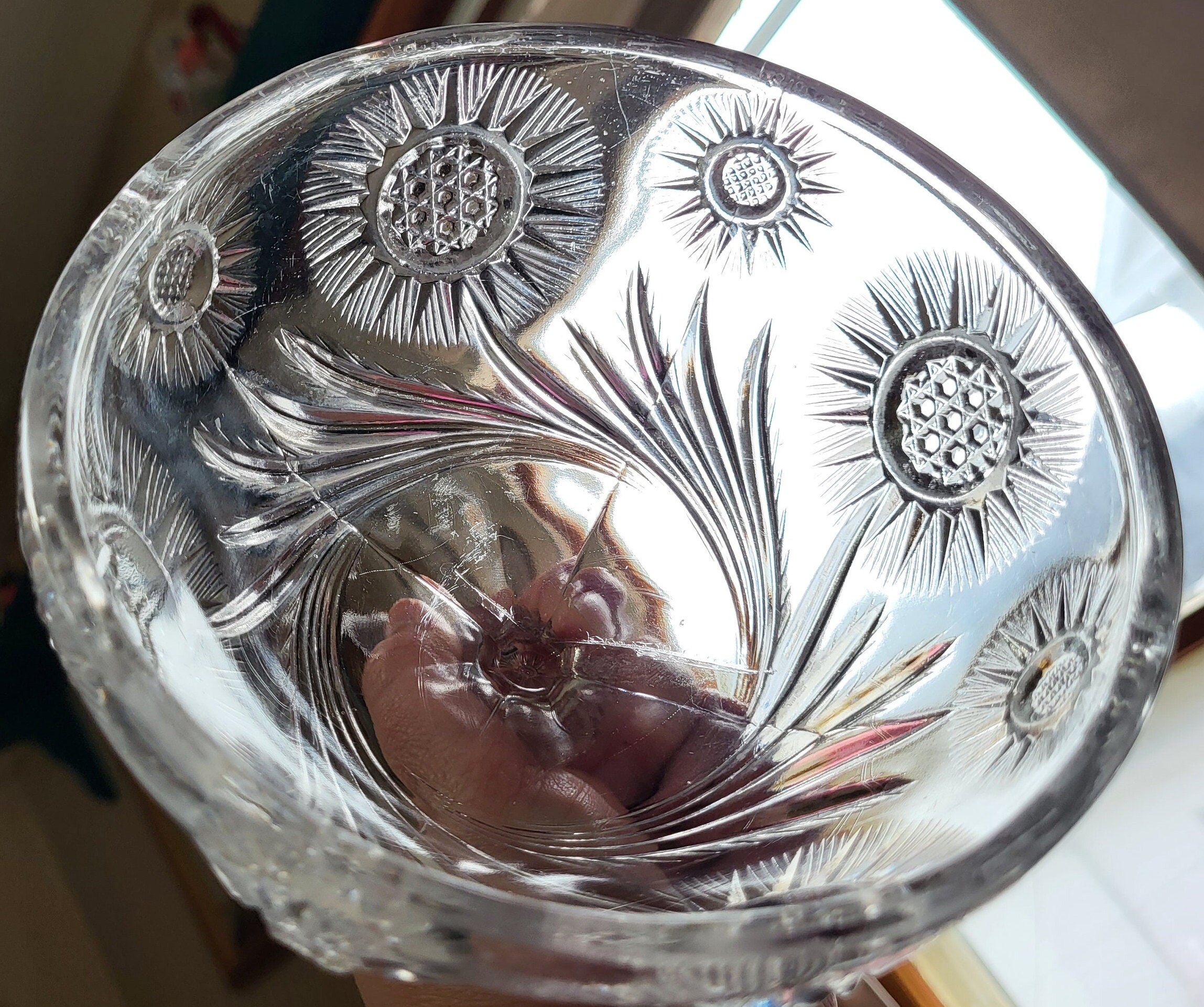 Vintage EAPG Press Cut Glass Sunburst Butter Cheese Domed Dish - Etsy