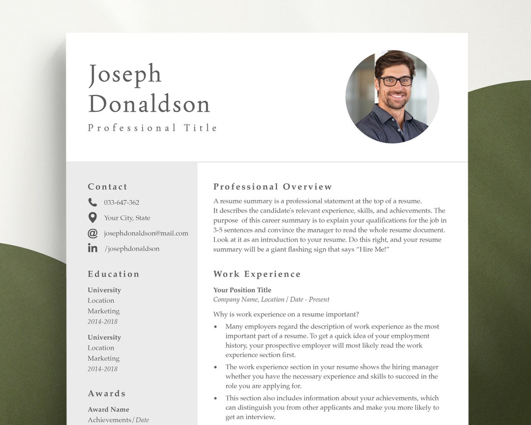 Modern Resume Template: Executive Design for Word, Google Docs, Pages ...