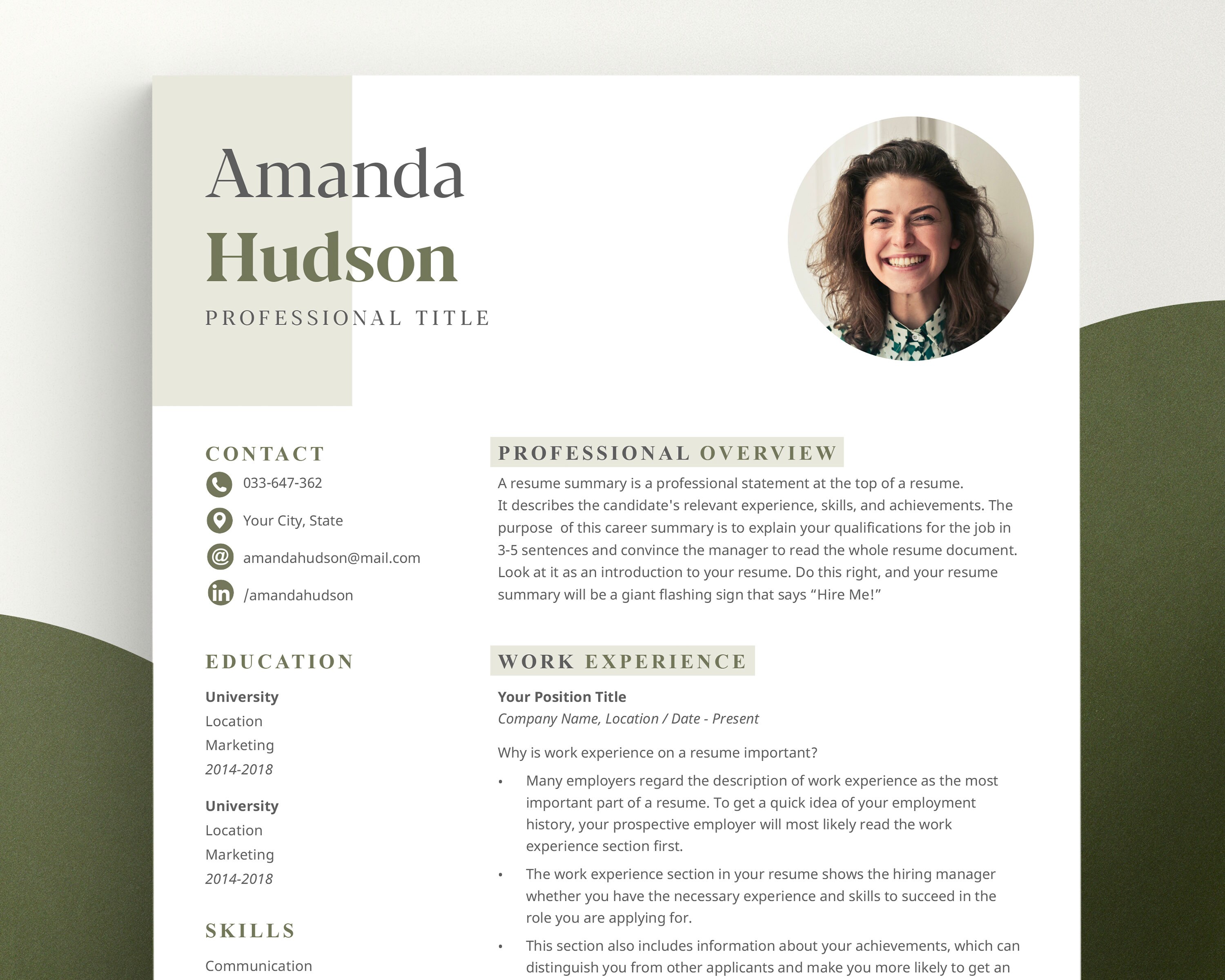 Modern Resume Template: Executive CV Design for Word & Pages - Etsy