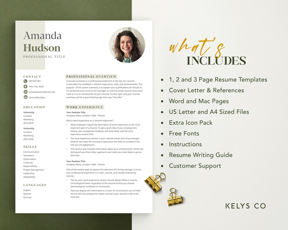 Modern Resume Template: Executive CV Design for Word & Pages - Etsy
