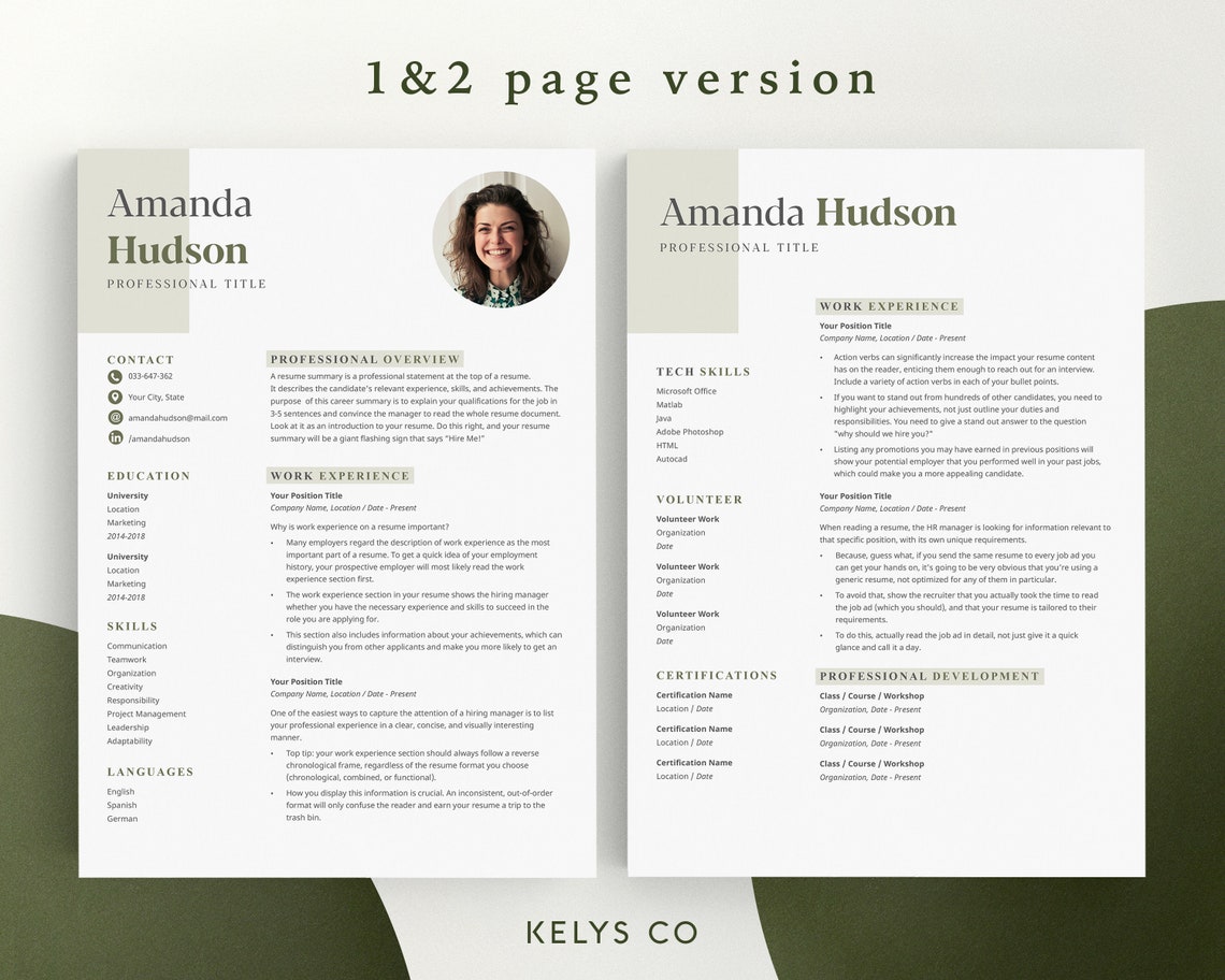 Modern Resume Template: Executive CV Design for Word & Pages - Etsy