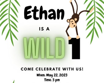 Editable Wild One Birthday Party Invitation Template DIGITAL - Etsy