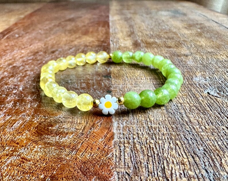 Daisy Gold Yellow Green Peridot Citrine Chrysolite 6mm Healing Mala ...