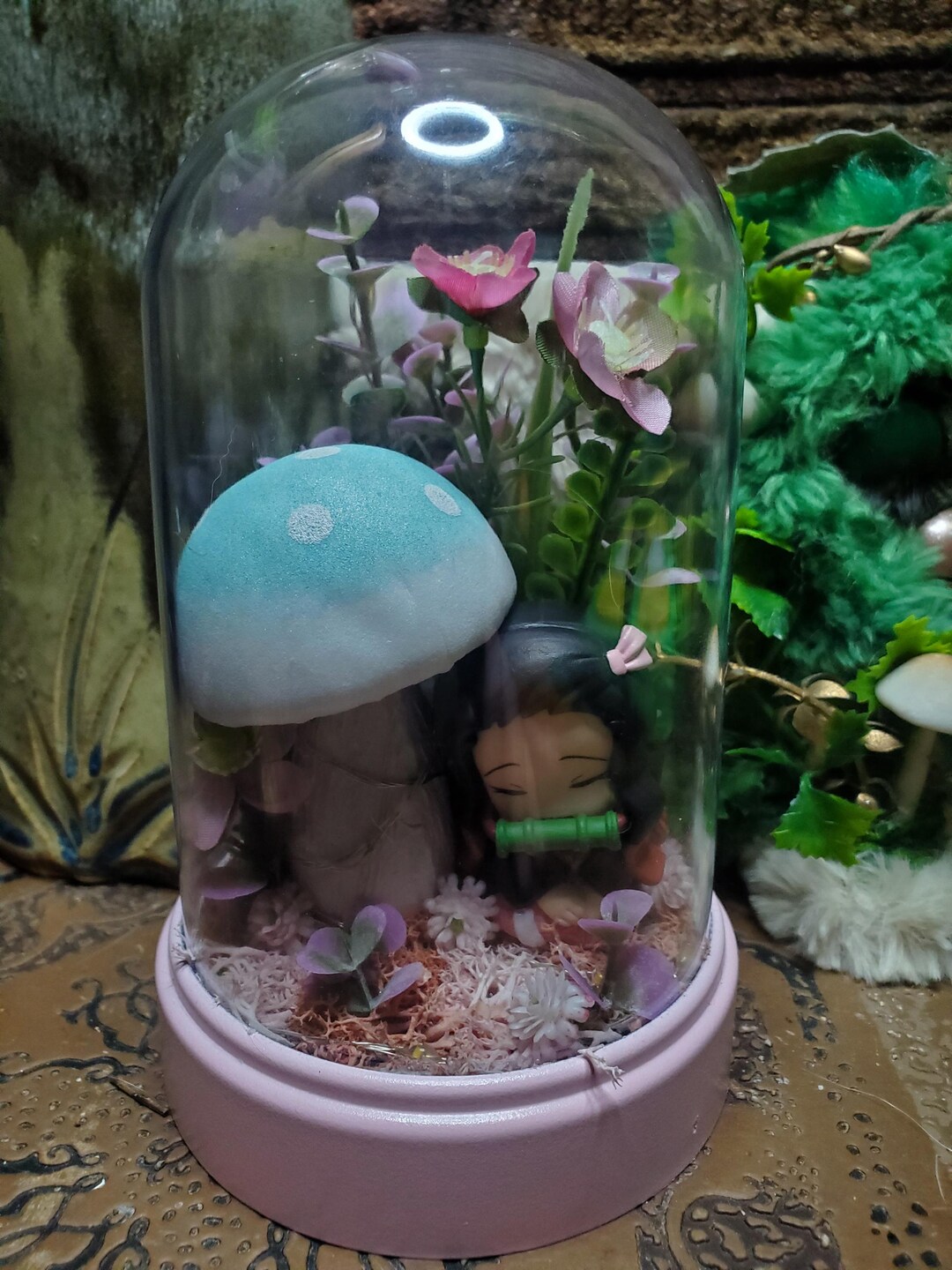 Nezuko Demon Slayer Inspired Light up Terrarium Fake Plants Fairy ...