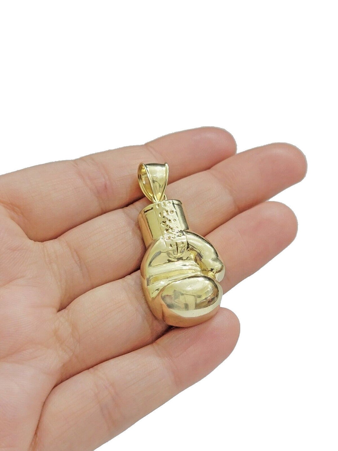10k Yellow Gold Boxing Glove Charm Pendant 1.5inch Chain Necklace SALE ...