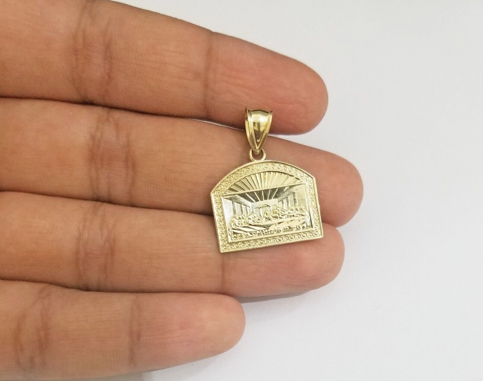 Real 10k Gold Last Supper Charm Dome Shape Pendant 10kt Yellow Gold - Etsy