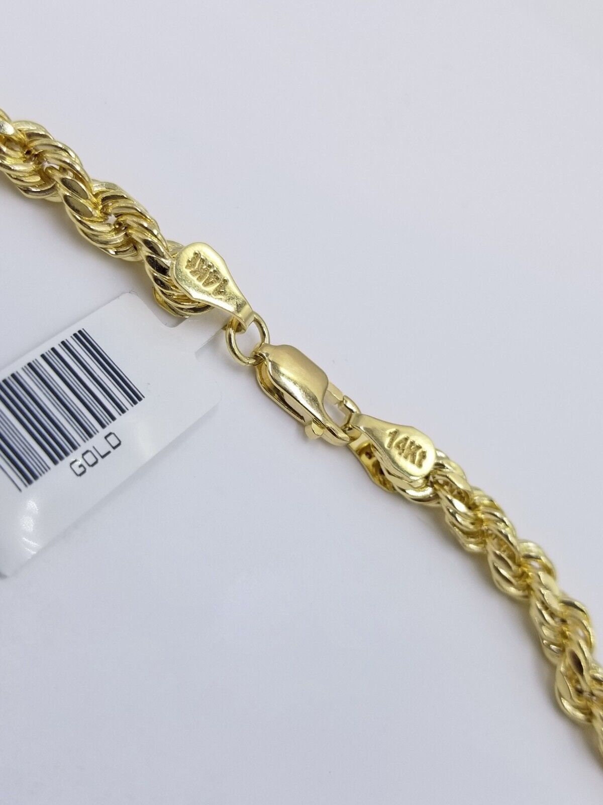 Real 14k Yellow Gold Necklace Rope Chain 5mm 22