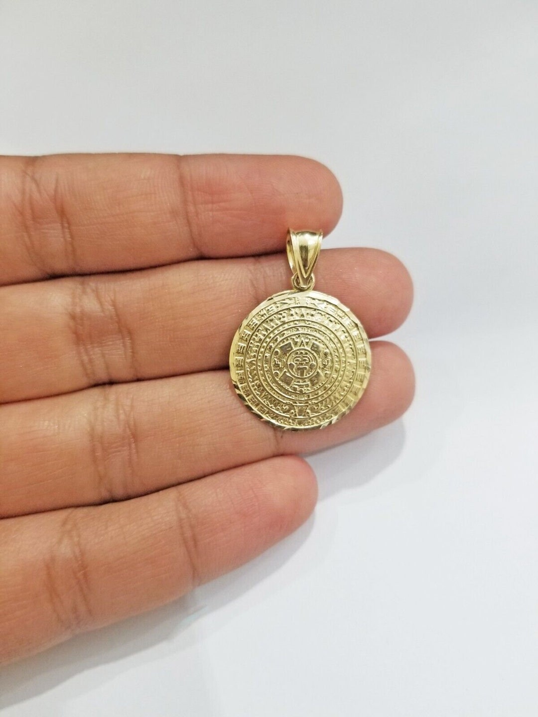 Real 10k Gold Mayan Calendar Circular Charm Pendant 10kt Yellow Gold - Etsy