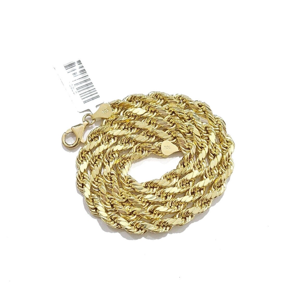 10k Gold Jesus Head Charm Rope Chain Necklace 6mm 24'' - Etsy