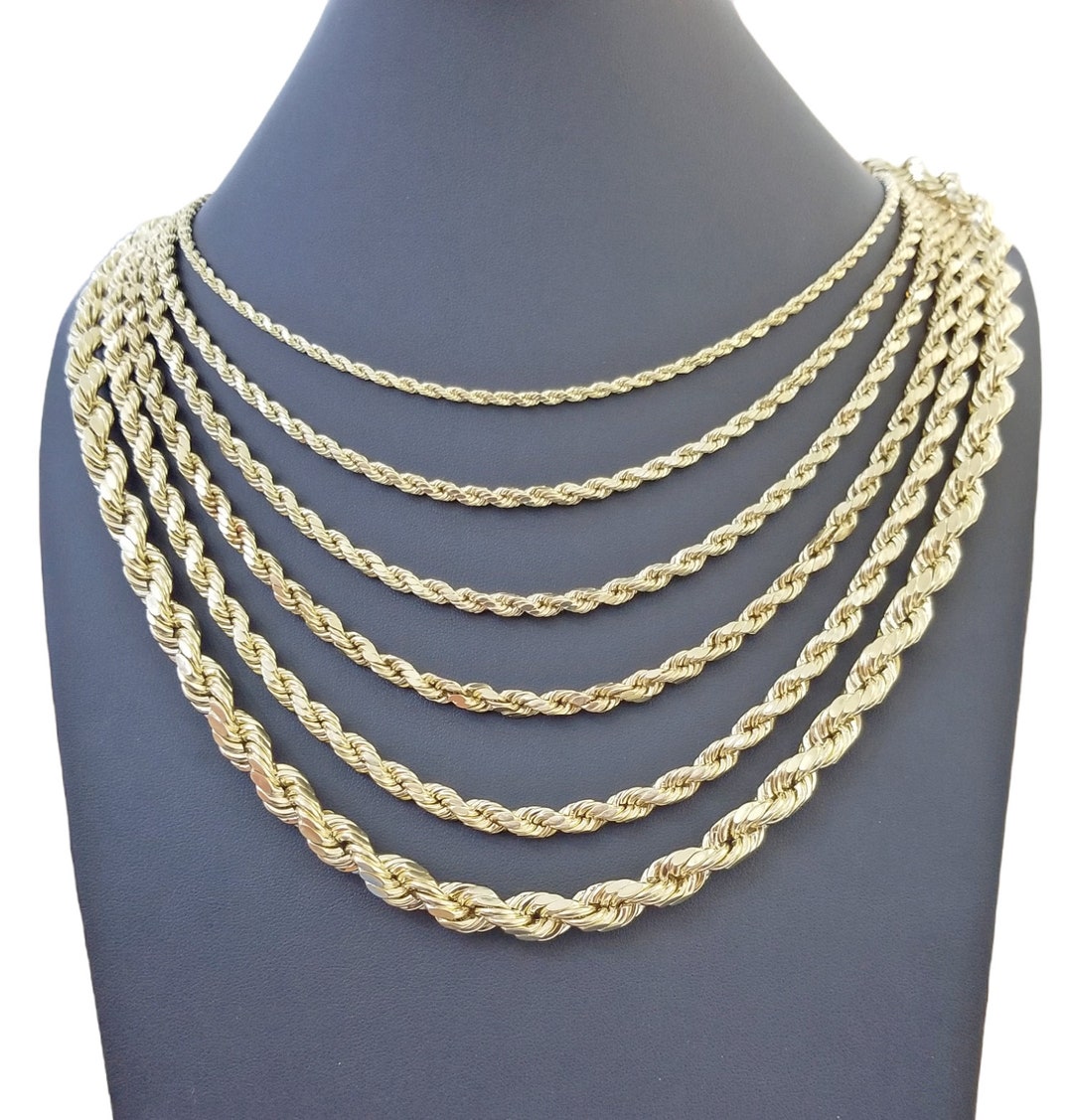 10K Yellow Gold Rope Chain Necklace 26 Inch 3mm- 10mm Real 10kt Men ...