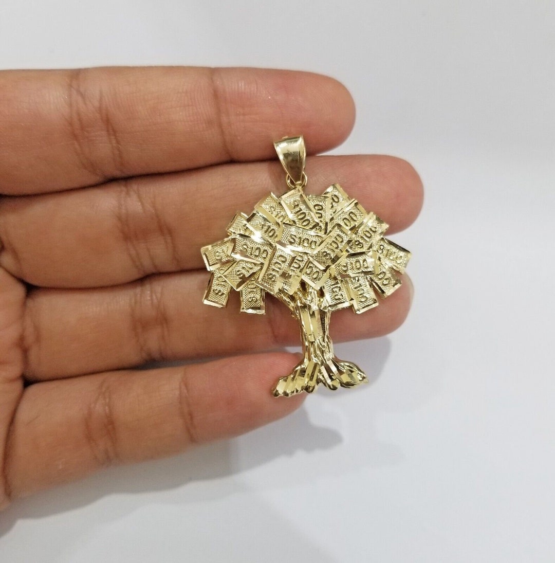 Real 10k Gold Money Tree Charm 1.7 Inch Pendant 10kt Yellow Gold - Etsy