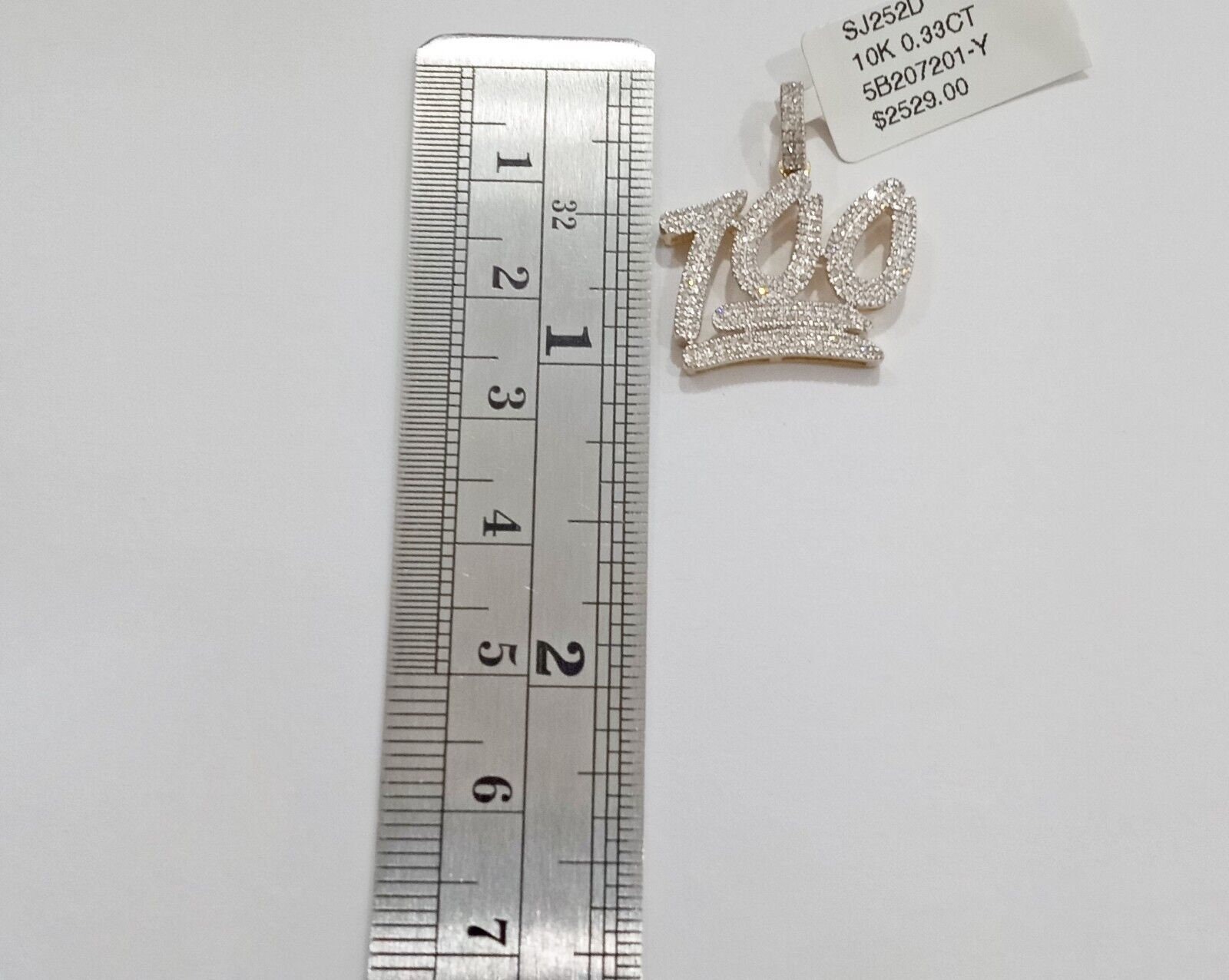 10k Yellow Gold Real Diamond 100 Charm Pendant Men Women - Etsy