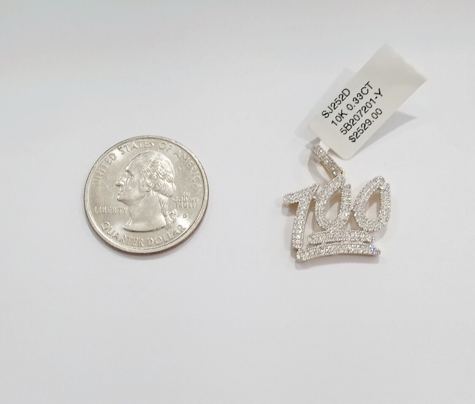 10k Yellow Gold Real Diamond 100 Charm Pendant Men Women - Etsy