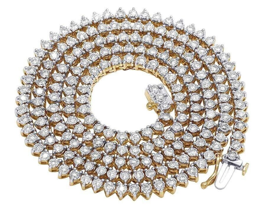 10k Solid Tennis Ice Chain Real Gold 22 Inch Necklace 3mm Genuine 1 ...