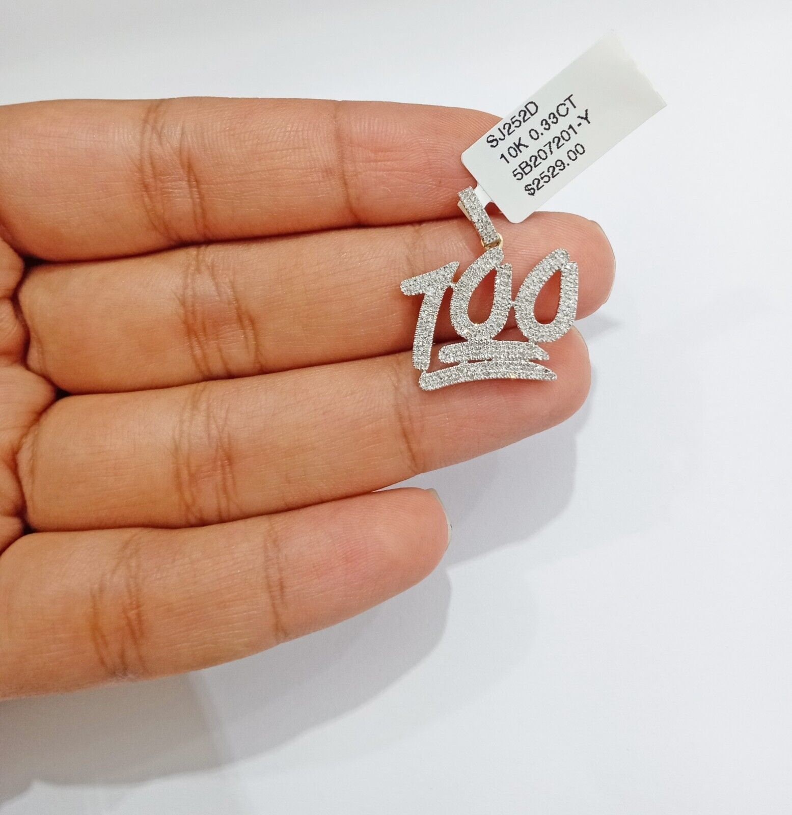 10k Yellow Gold Real Diamond 100 Charm Pendant Men Women - Etsy