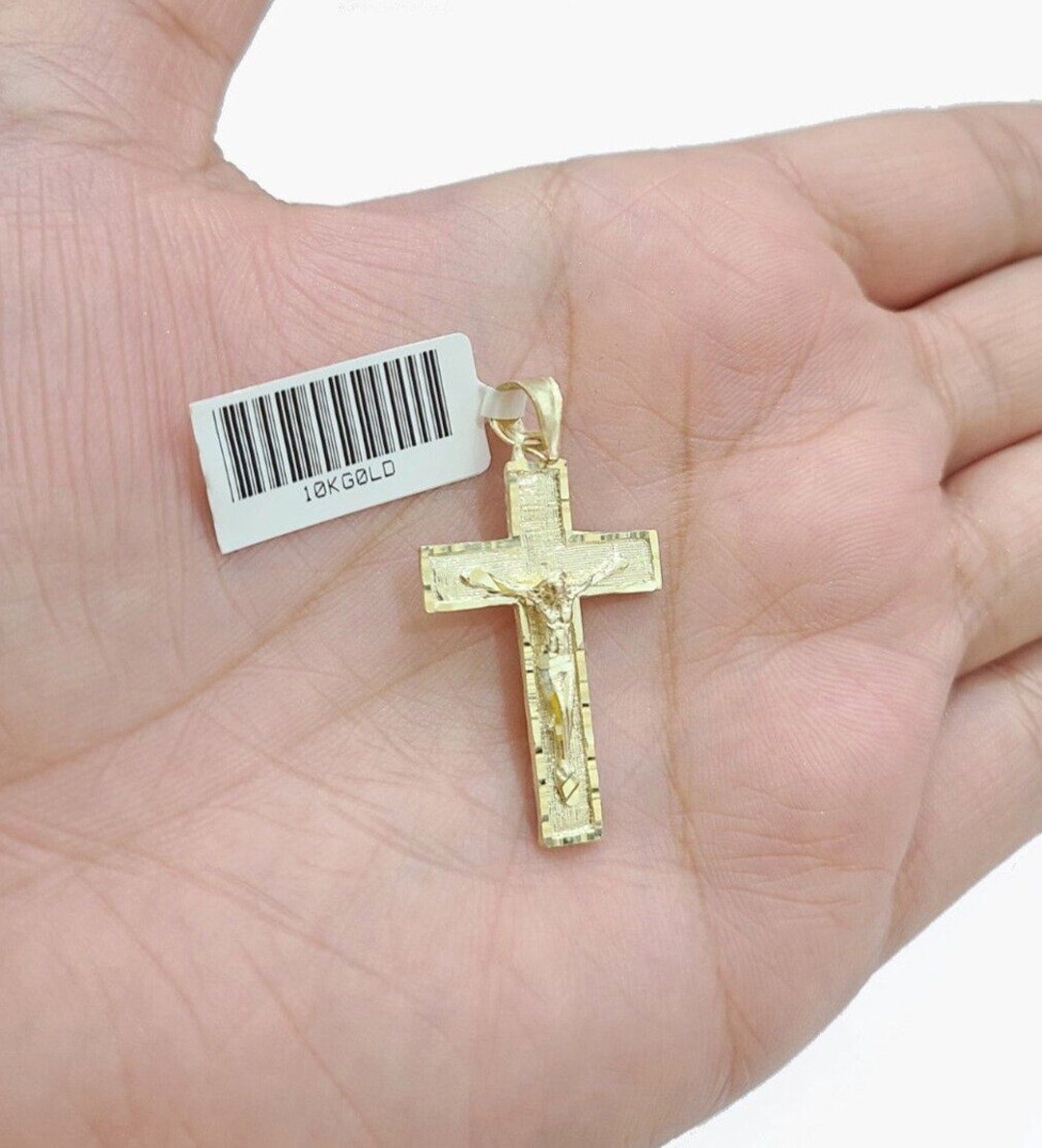 Real 10k Gold Jesus Cross Charm Pendant 10KT Yellow Gold for Chain ...