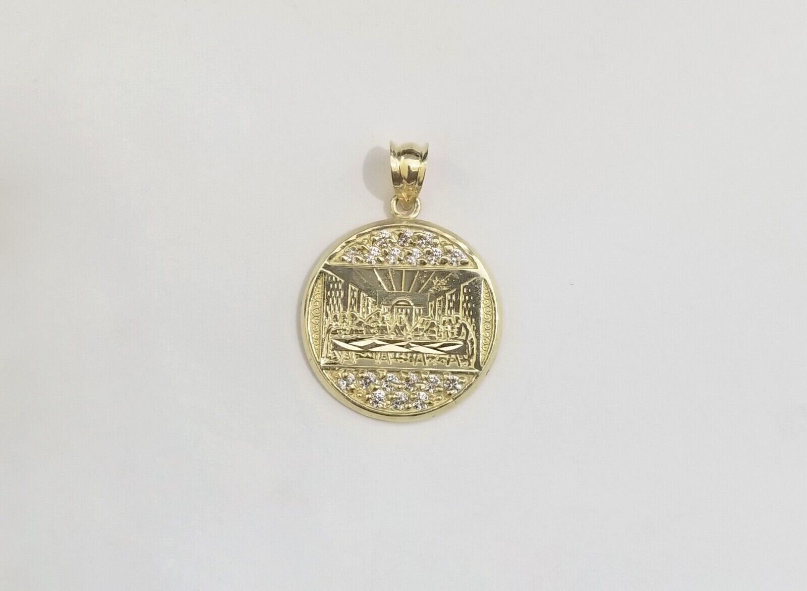 Real 10k Gold Last Supper Charm Circular Pendant 10kt Yellow Gold Men ...