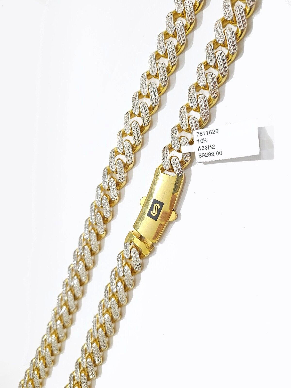 Real 10k Yellow Gold 10mm Monaco Chain Diamond Cut 22 Inch Necklace - Etsy