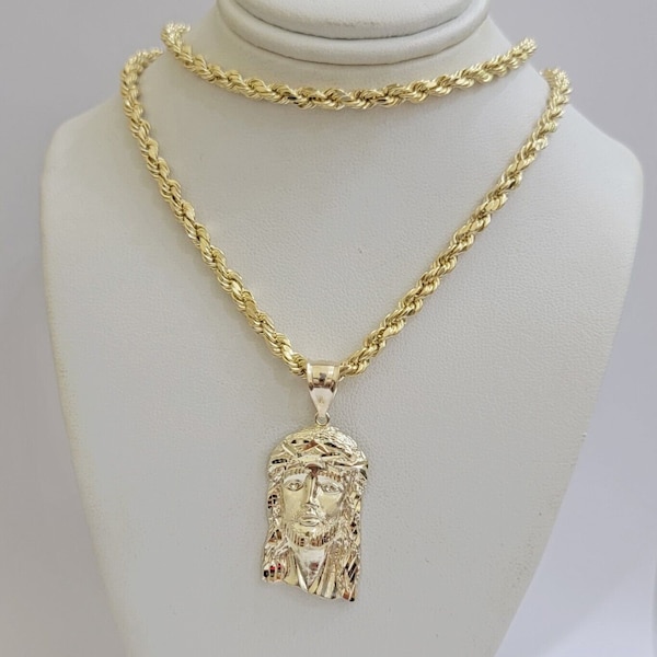 Mens Gold Jesus Rope Chain - Etsy