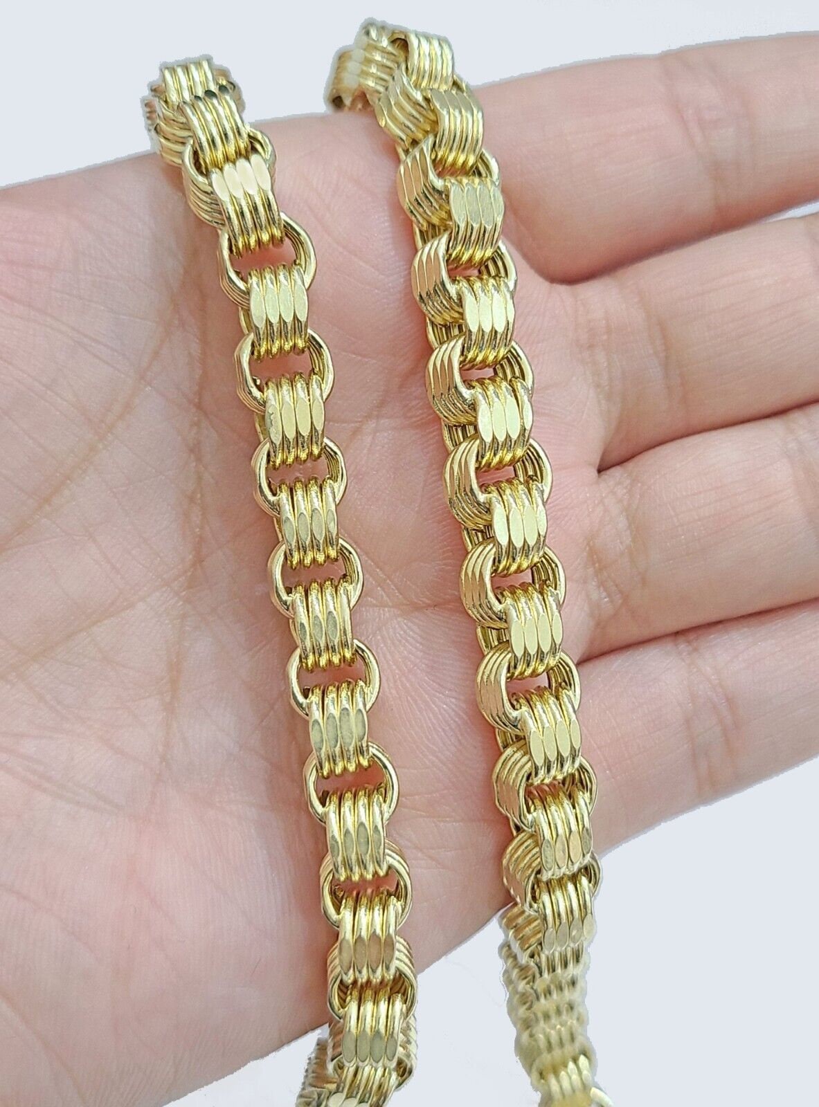 Real 10k Yellow Gold Box Byzantine Chain 7mm 22 Inch - Etsy