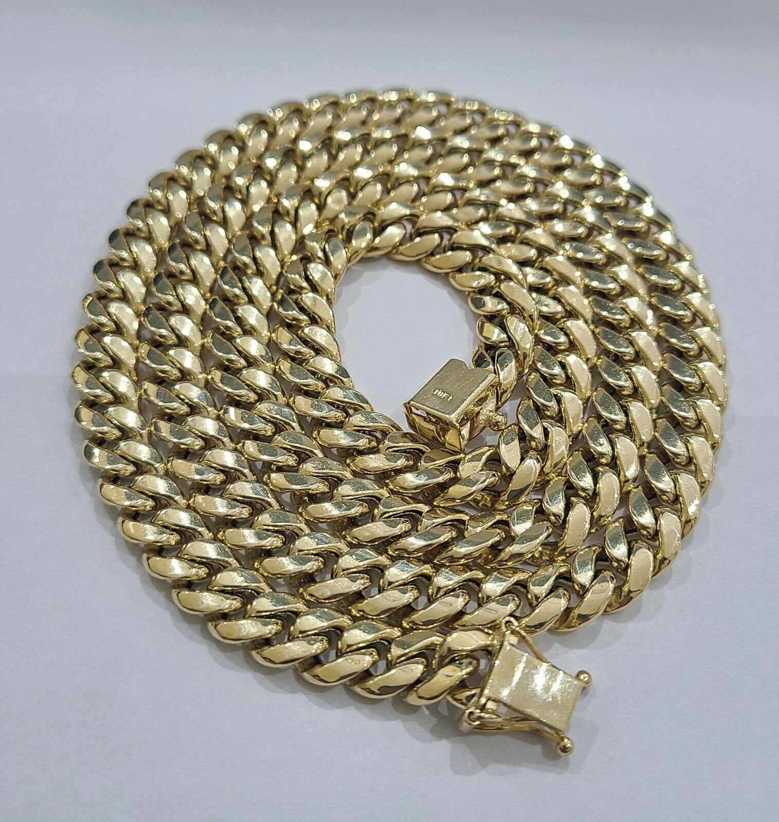 Real 10k Yellow Gold 8mm Miami Cuban Chain Necklace 18''30'' Inch 10kt ...