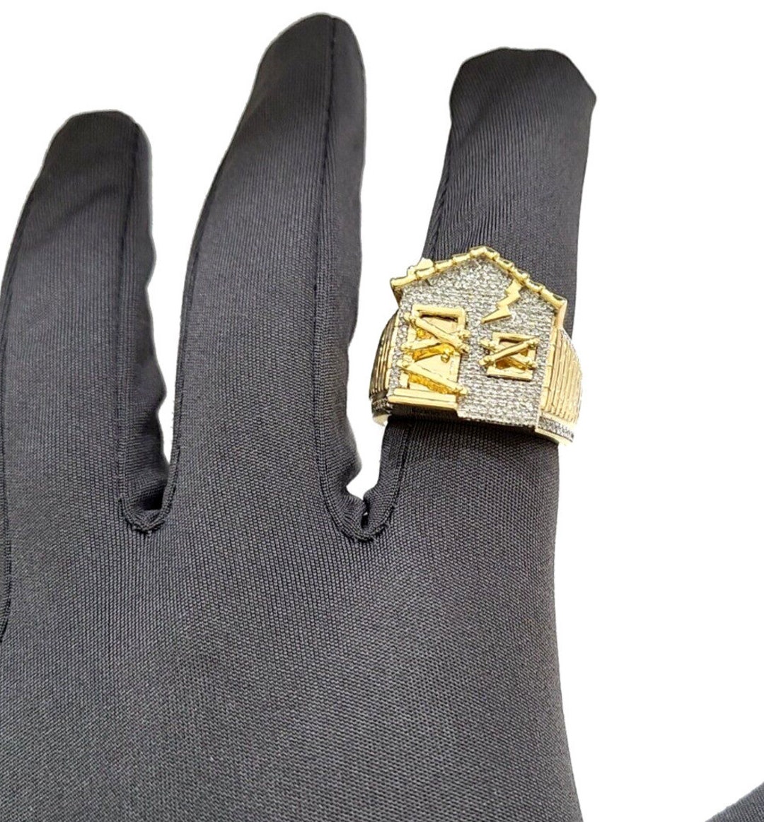 Real 10k Yellow Gold Diamond Trap House Ring Band 0.55CT Diamonds 10kt ...