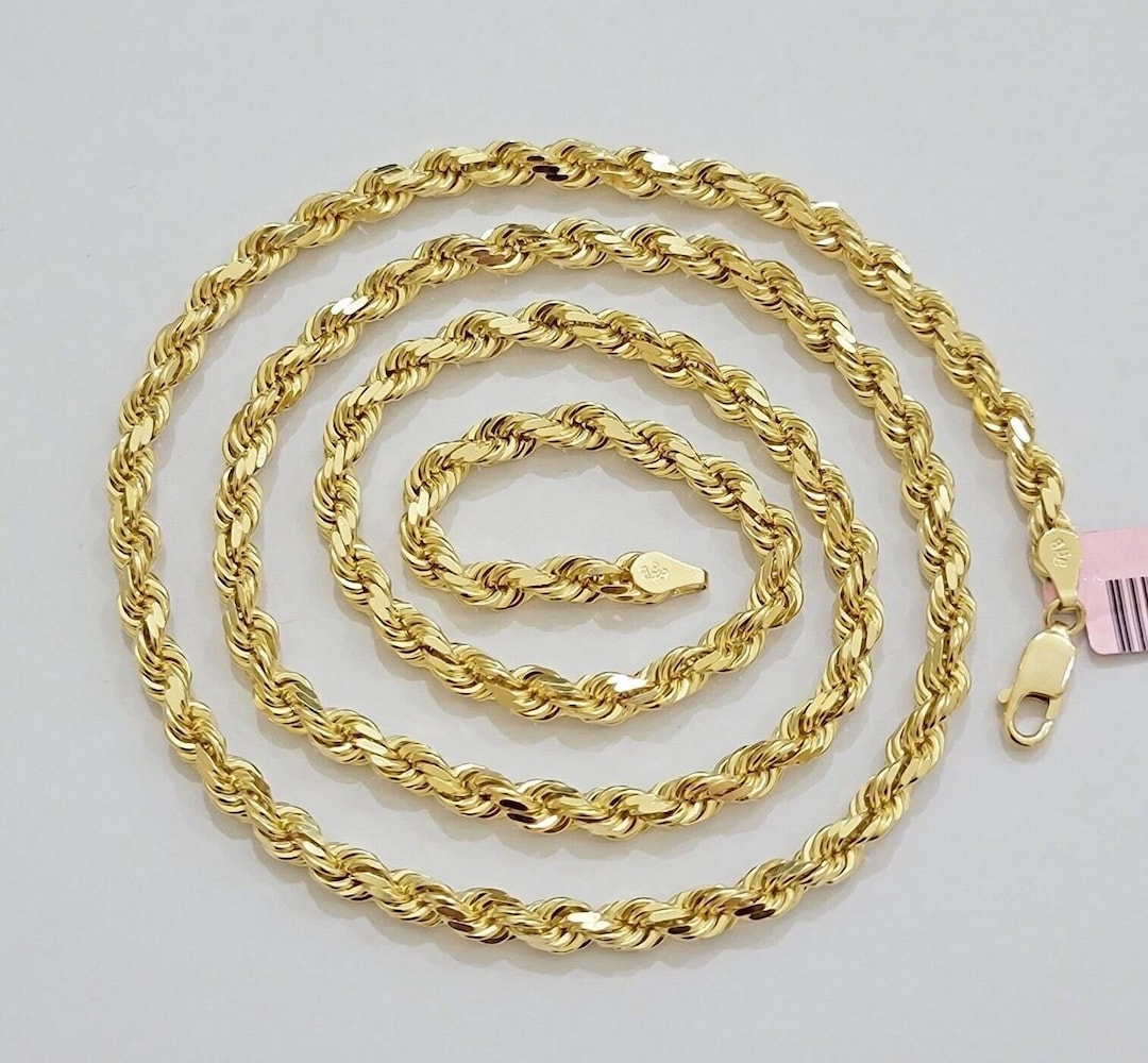 14k Yellow Gold Rope Chain Necklace SOLID Real 14kt 4mm 18 - 28 Inch ...