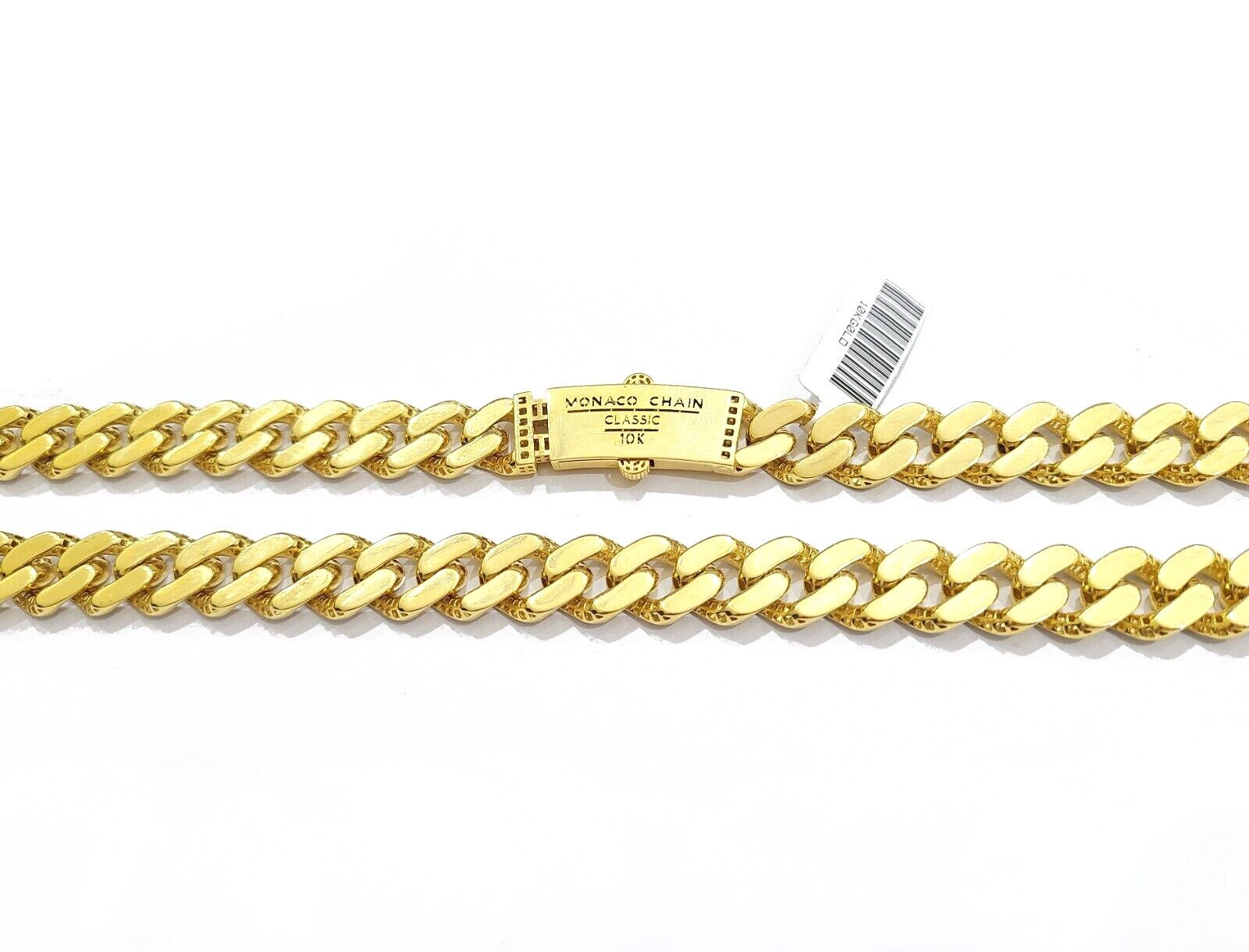 Real 10k Yellow Gold 10mm Monaco Chain Diamond Cut 22 Inch Necklace - Etsy