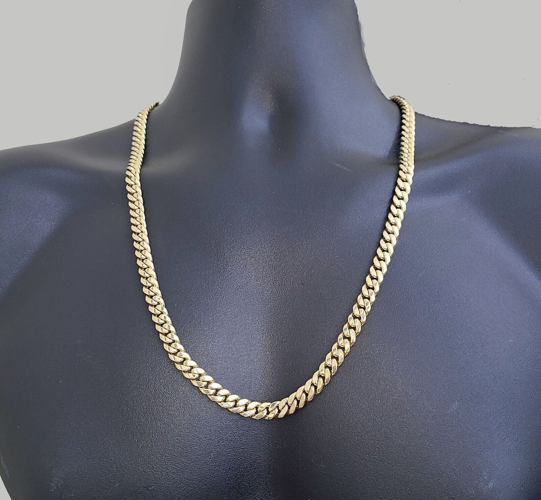 Real 10k Yellow Gold 8mm Miami Cuban Chain Necklace 18''30'' Inch 10kt ...