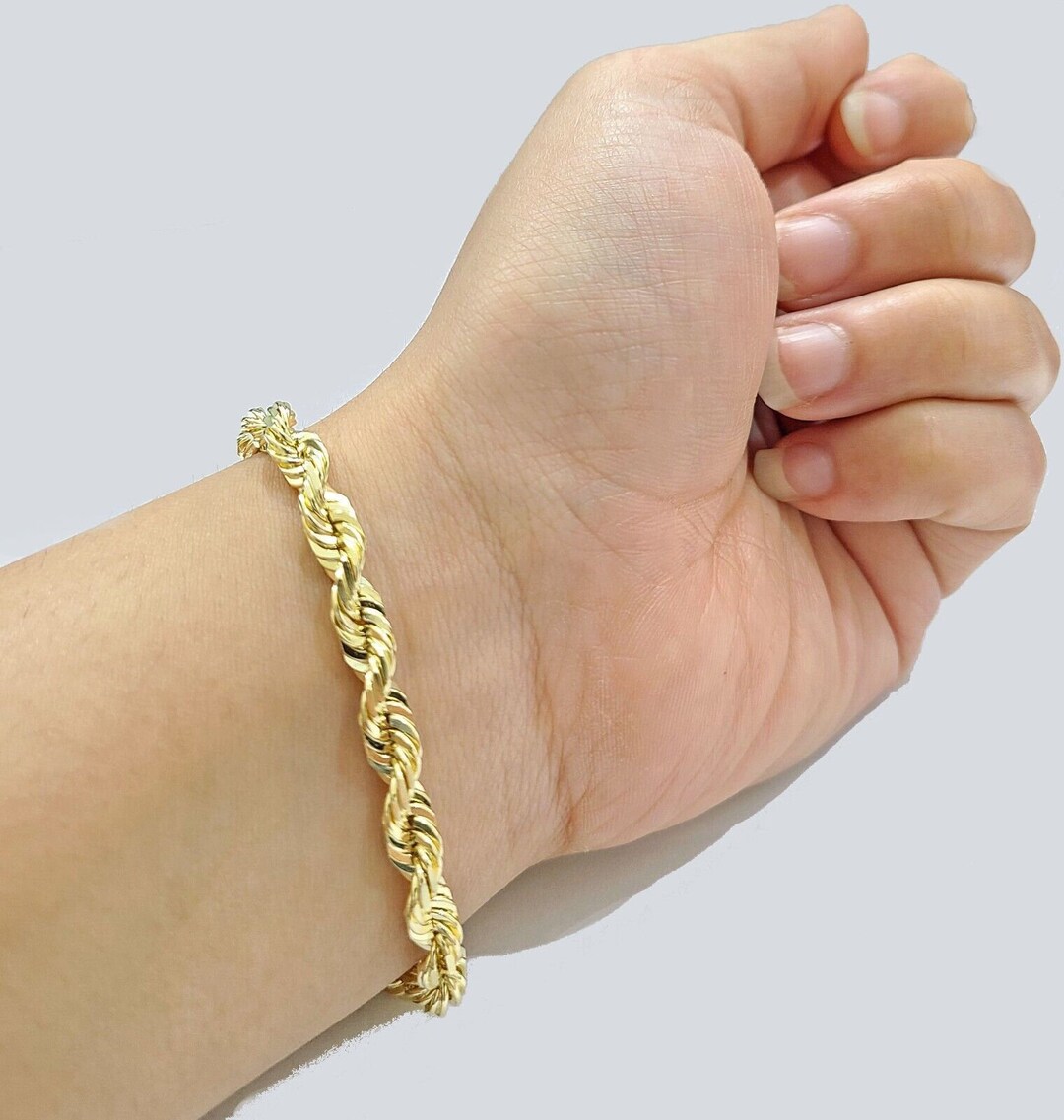 Real 10k Yellow Solid Gold 6mm Rope Bracelet 8'' Inch - Etsy