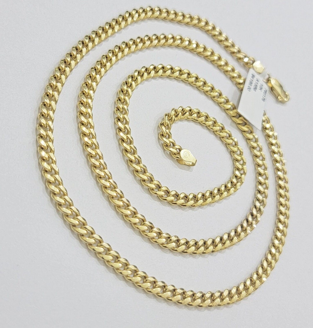 Real 10K Yellow Gold Chain Necklace Miami Cuban Link Chain 4.5mm 18 26 ...