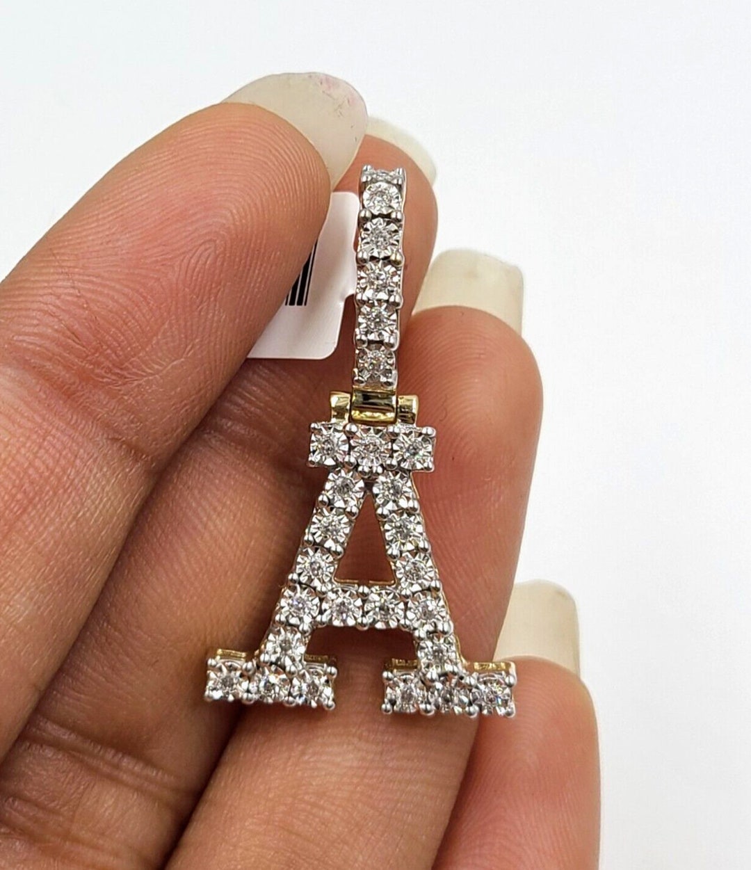10k Gold Letter A Diamond Charm Initial Alphabet Pendant 1.25" Inches ...